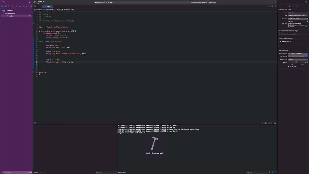 Objective C NSLog & Variables - YouTube