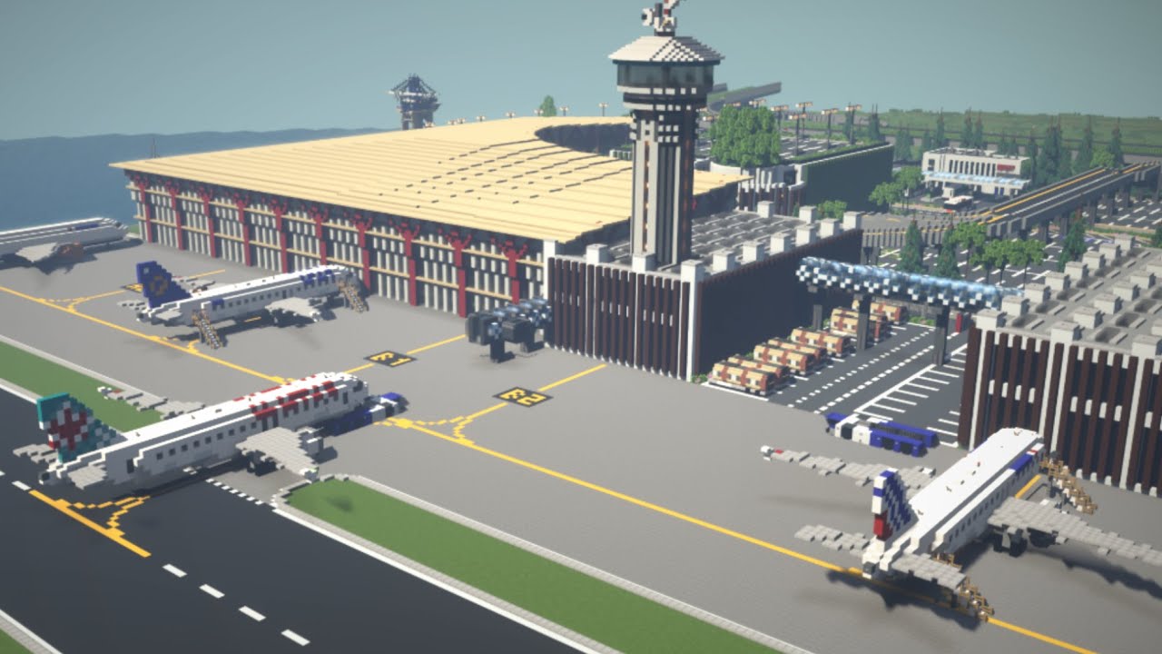 The Airport - Building a City Ep:008 [Minecraft Timelapse] - YouTube