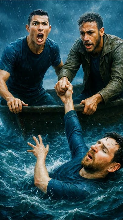 Messi was carried away sea waves, Neymar and Ronaldo started crying - YouTube