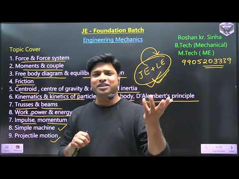 JE foundation Batch||Engineering Mechanics||Lecture-01||#sscexam #rrbje ...