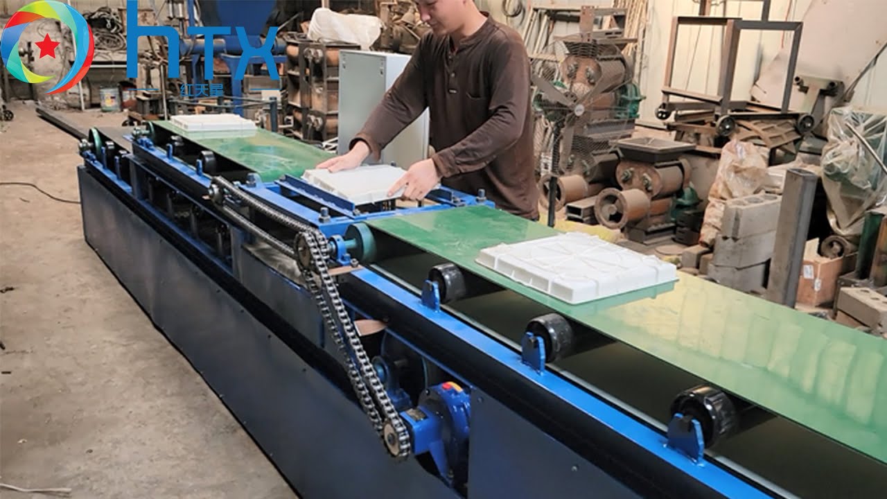 Concrete paver mold demoulding equipment - YouTube