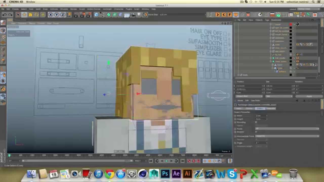 Cinema 4D Minecraft Hair Dynamics Practice - YouTube
