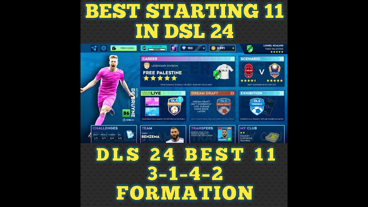 BEST STARTING 11 IN DLS 24 | DLS 24 BEST 11 WITH 3-1-4-2 FORMATION ||# ...