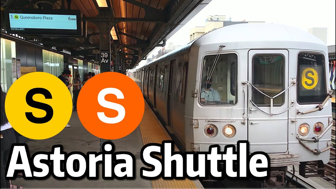 ⁴ᴷ⁶⁰ R46 Yellow and Orange S Shuttle Train Operation on the Astoria ...