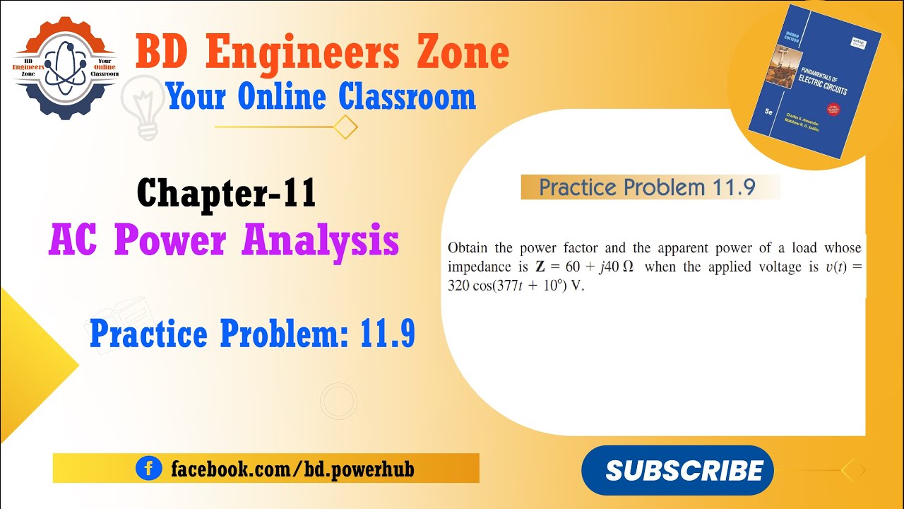 AC Power Analysis (Chapter-11) || Practice Problem: 11.9 ...