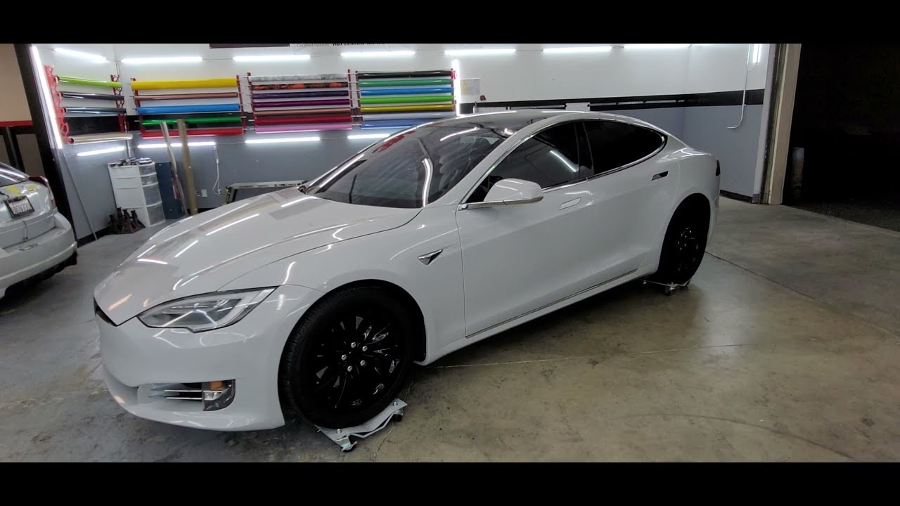 Tesla Model S wrapped in Gloss light grey - YouTube