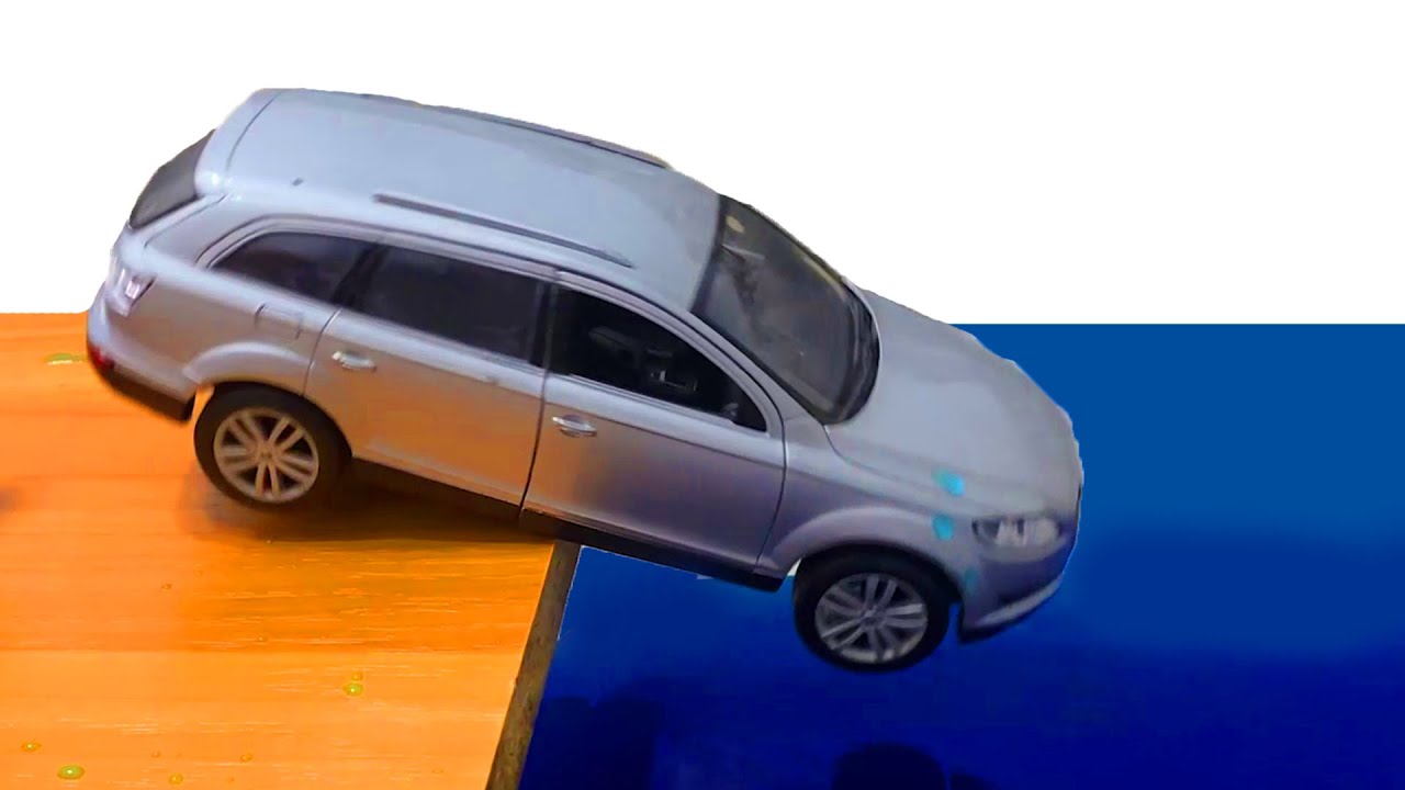 11 SUV Cars Falling Into Blue Water - YouTube