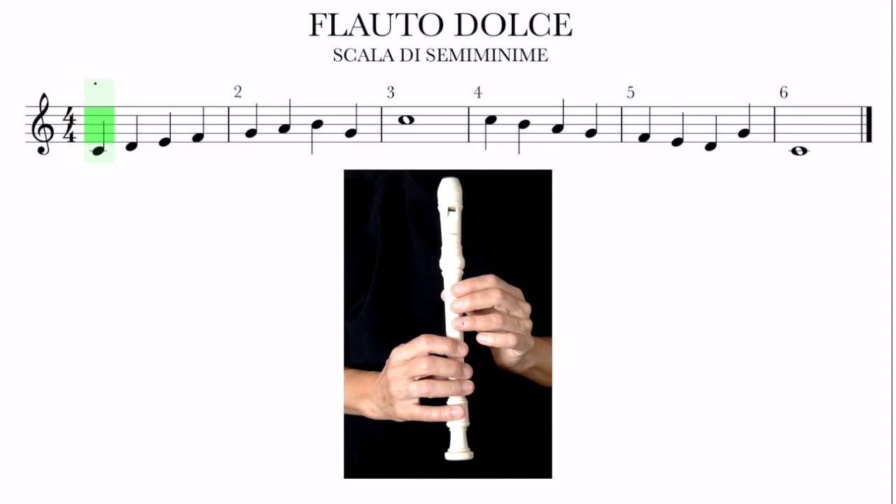 FLAUTO DOLCE TUTORIAL SCALA DI SEMIMINIME - YouTube