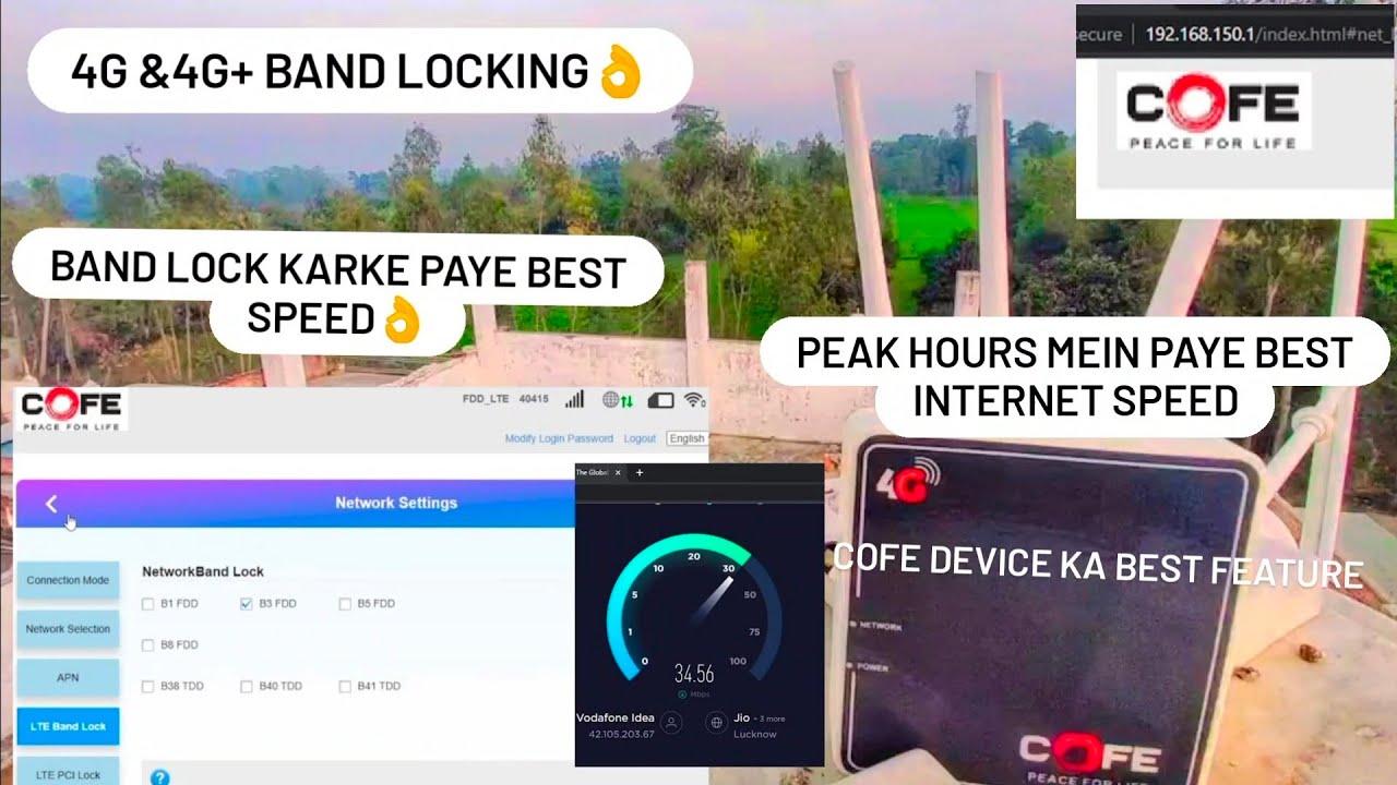 4G & 4G+ band locking in cofe router best for peak hours to get high ...