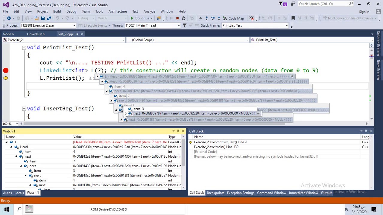 VC++ Debugger Vid4 exercises - YouTube