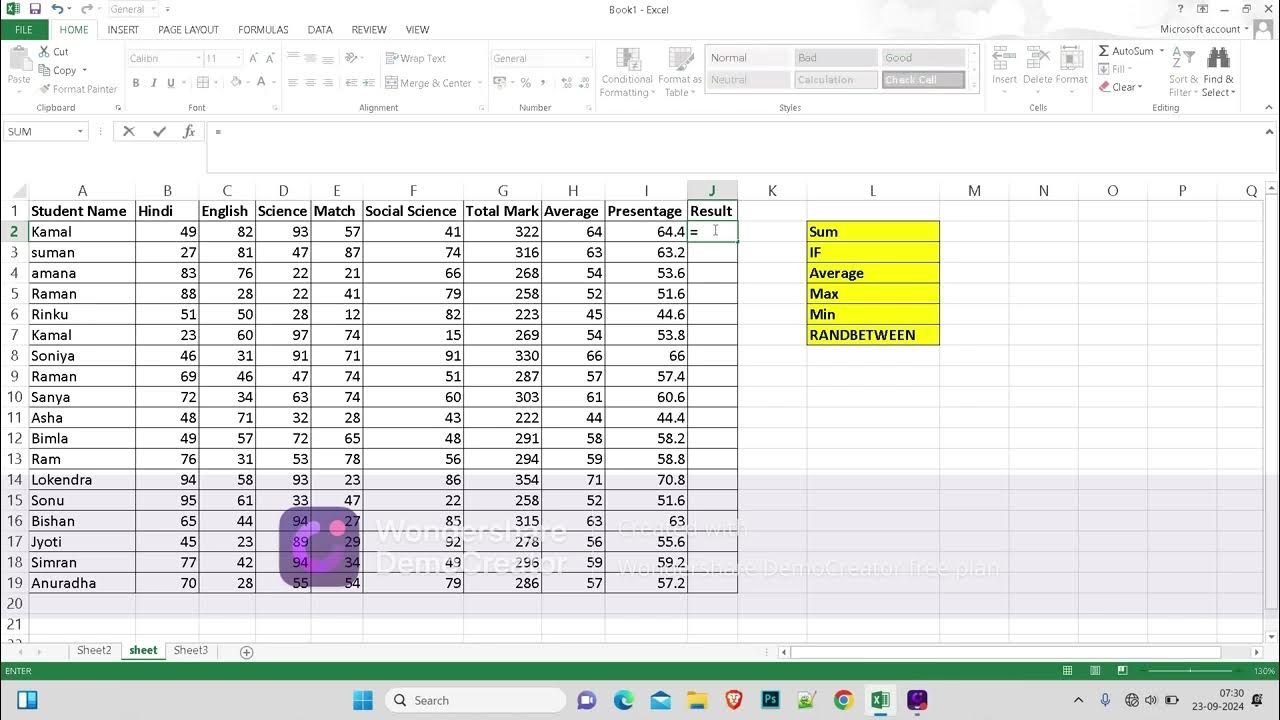 #2 How To Use Basic Formule In Excel || Excel me Formula Ko Kese Use ...