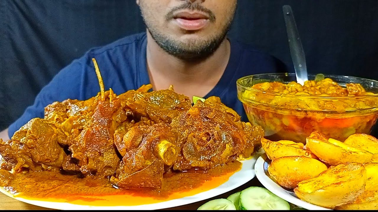 ASMR Eating: Spicy Mutton Curry*Oily Mutton Fat Curry*Boiled Egg Fry with Rice*Real Mukbang Show ...