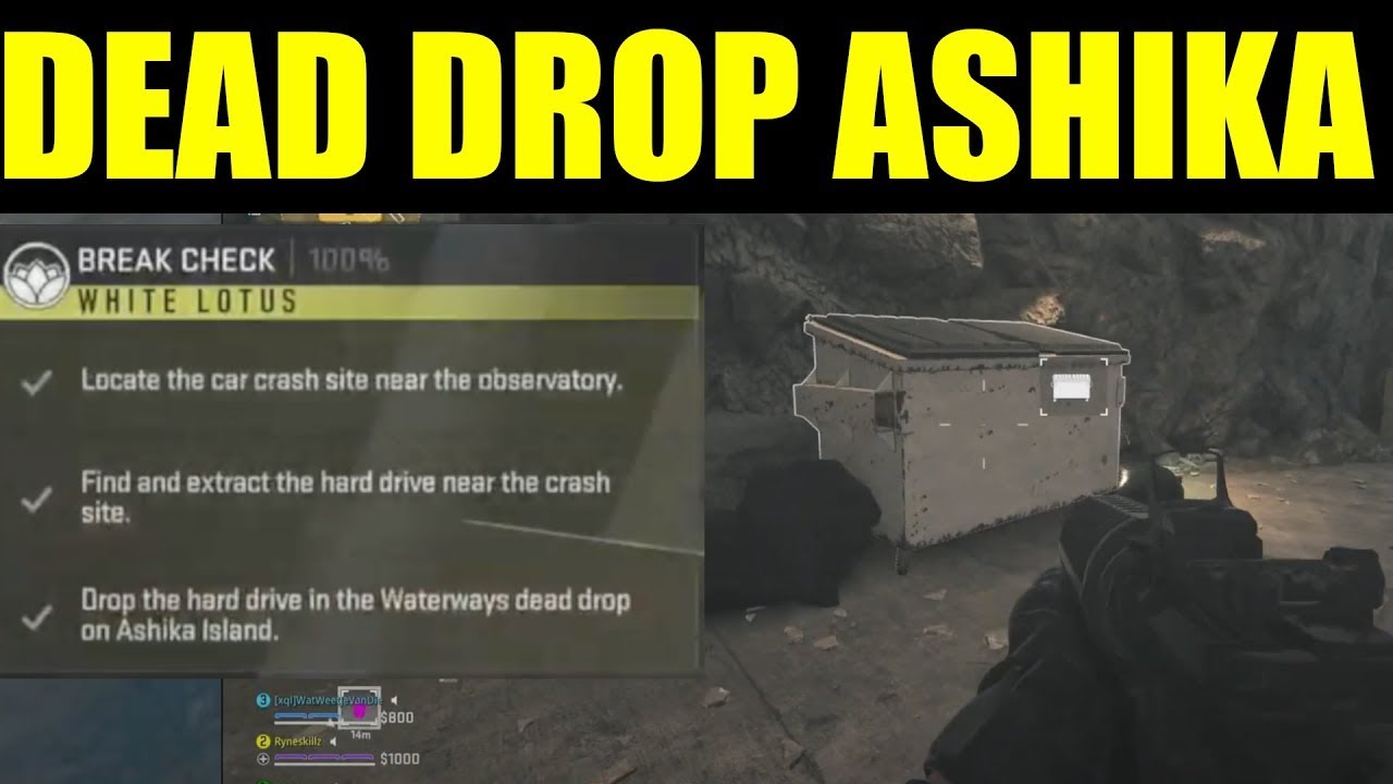 How to "Drop the hard Drive in the waterways dead drop on Ashika island ...