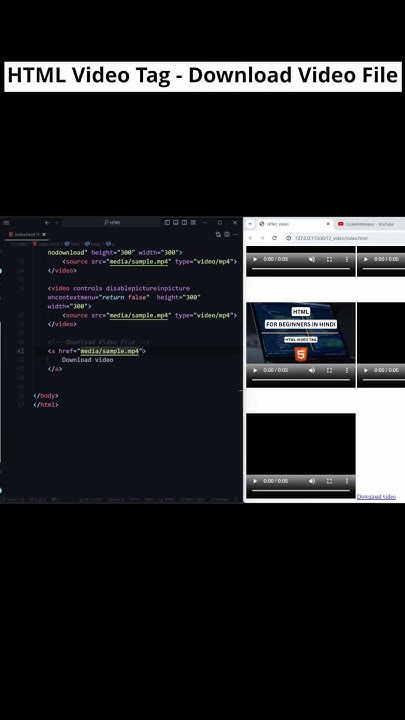 Simplify Downloads: HTML Video Tag & Anchor Links! #htmlvideo #codewithmayur - YouTube