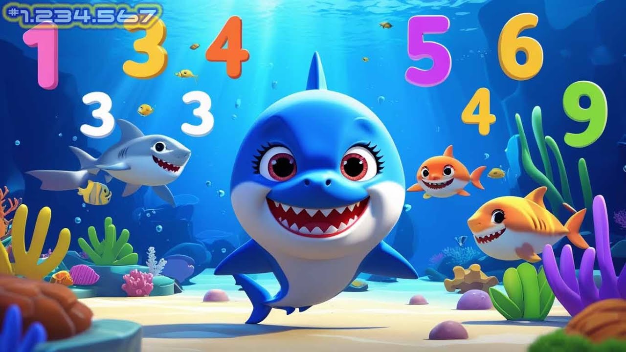 Baby Shark Learns to Count from 1 to 10 | Numbers Song | Nursery Rhymes ...
