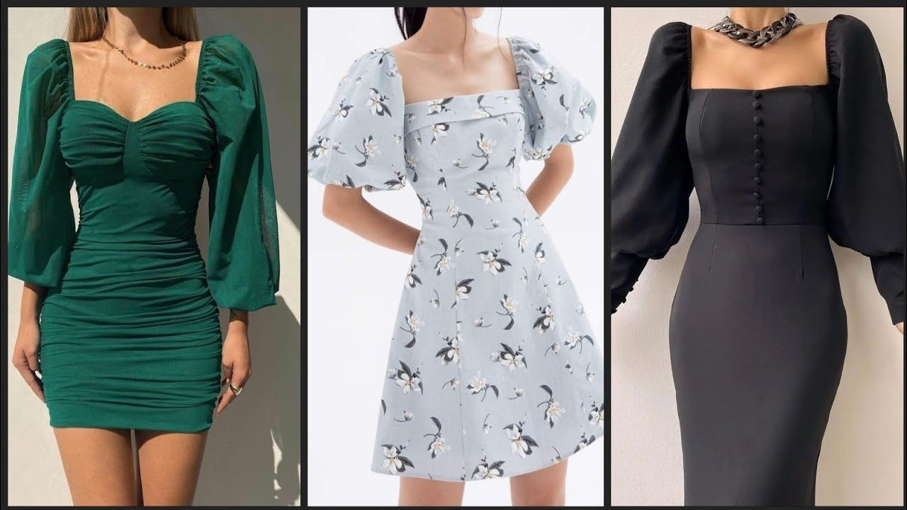 Latest Casual Square Neck Dress Design Ideas || Fashionable Short Frock ...