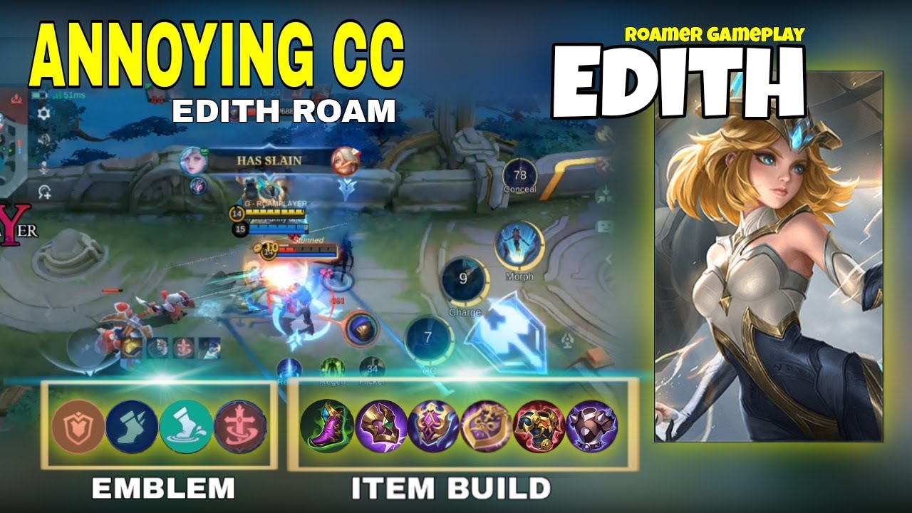 Edith Best Build and Emblem 2024 | Non stop Roam | Edith Gameplay ...
