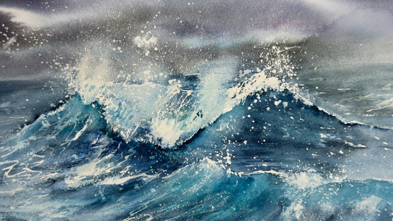 Exclusive How To Paint Waves in Watercolour - YouTube