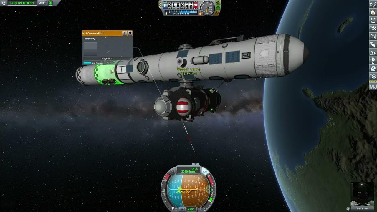 Kerbal Space Program Supply Low Kerbin Orbit station, and return of crew - YouTube