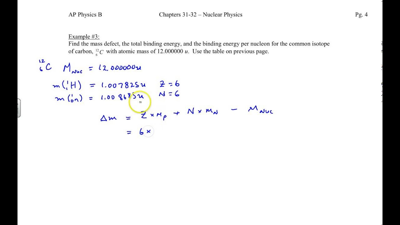 Chapters 31-32, Example #3 (Binding Energy and Mass Defect) - YouTube