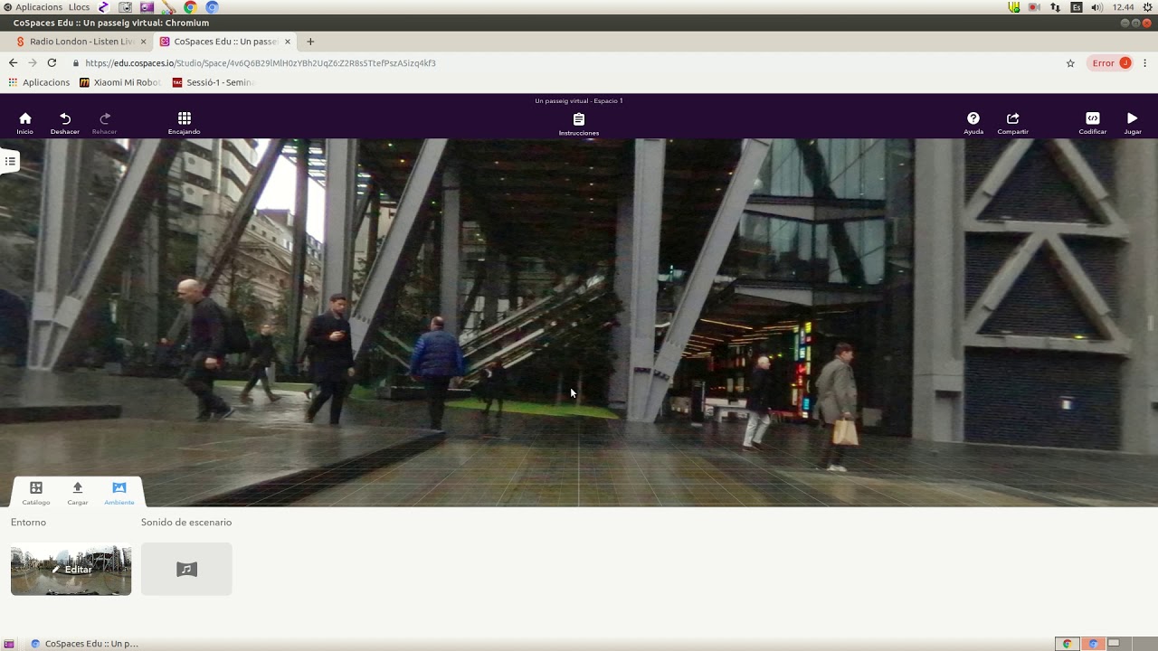 CoSpaces - Inserir una imatge 360 com a ambient d'un escenari - YouTube