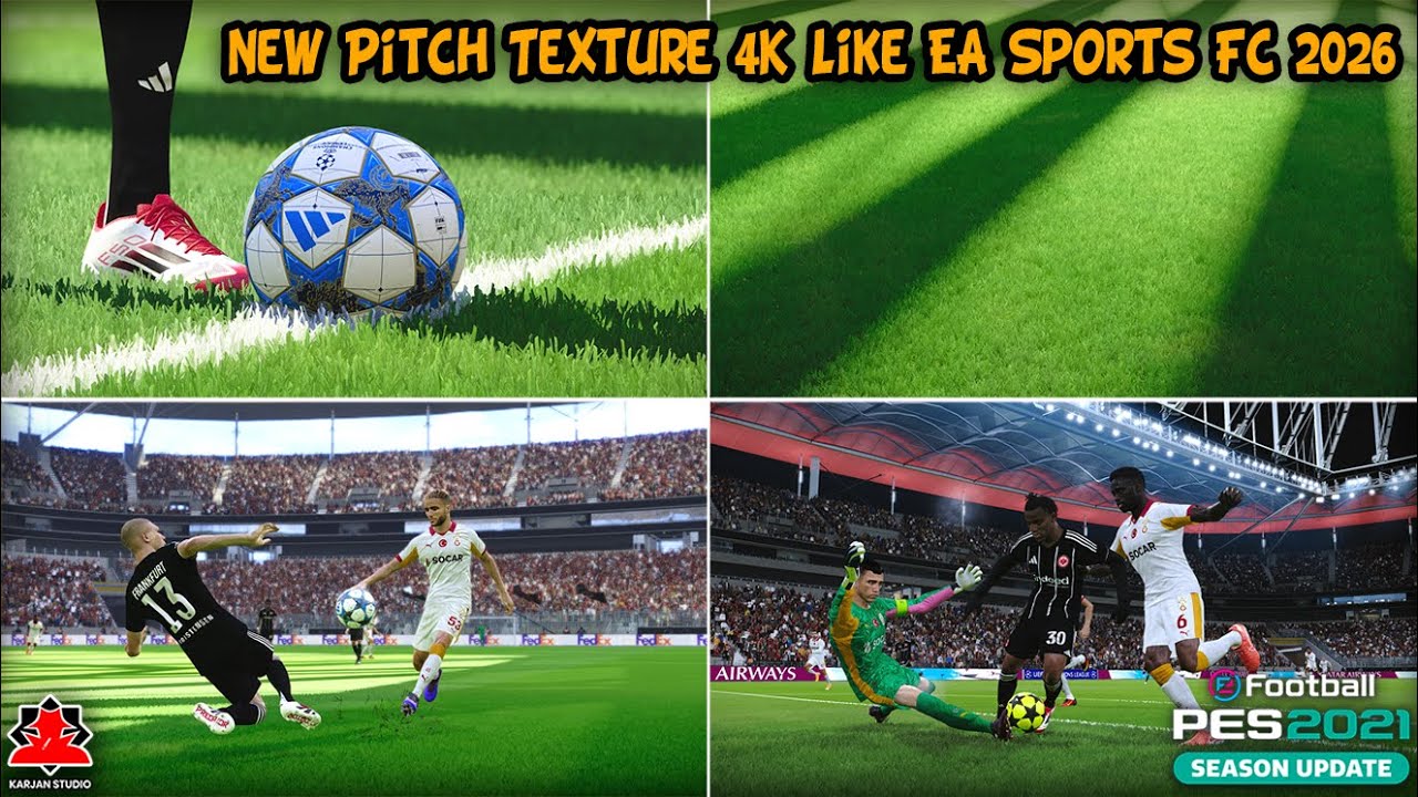 🌱 New Pitch Texture 4K Like EA Sports FC 2026 - PES 2021 & Football ...