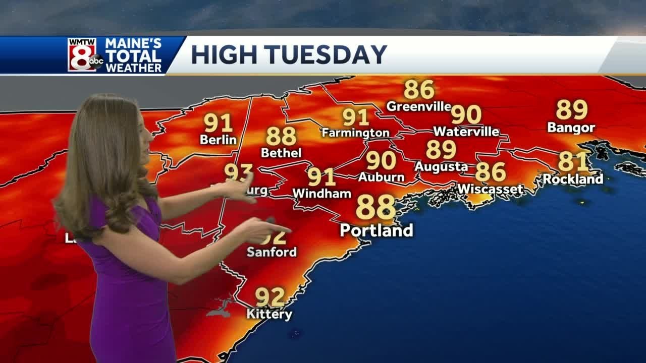 Hot and humid Tuesday with a mountain shower or storm - YouTube