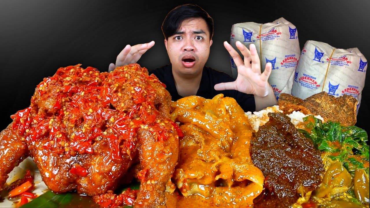 MUKBANG NASI PADANG PORSI JUMBO + 1 EKOR AYAM RICHEESE SIRAM SAMBAL ...