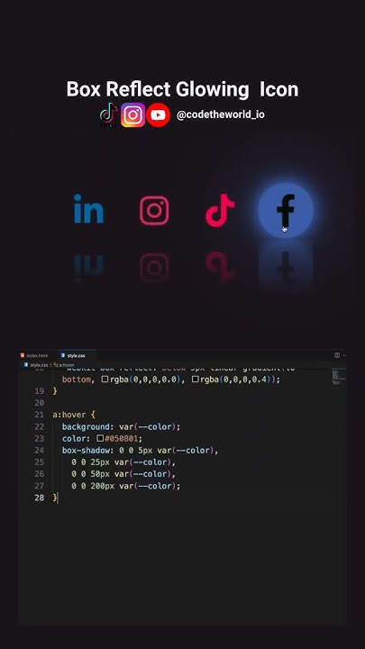 Box reflect glowing icon #coding #webdesign #cssanimation #glowing #gradient #socialmedia # ...
