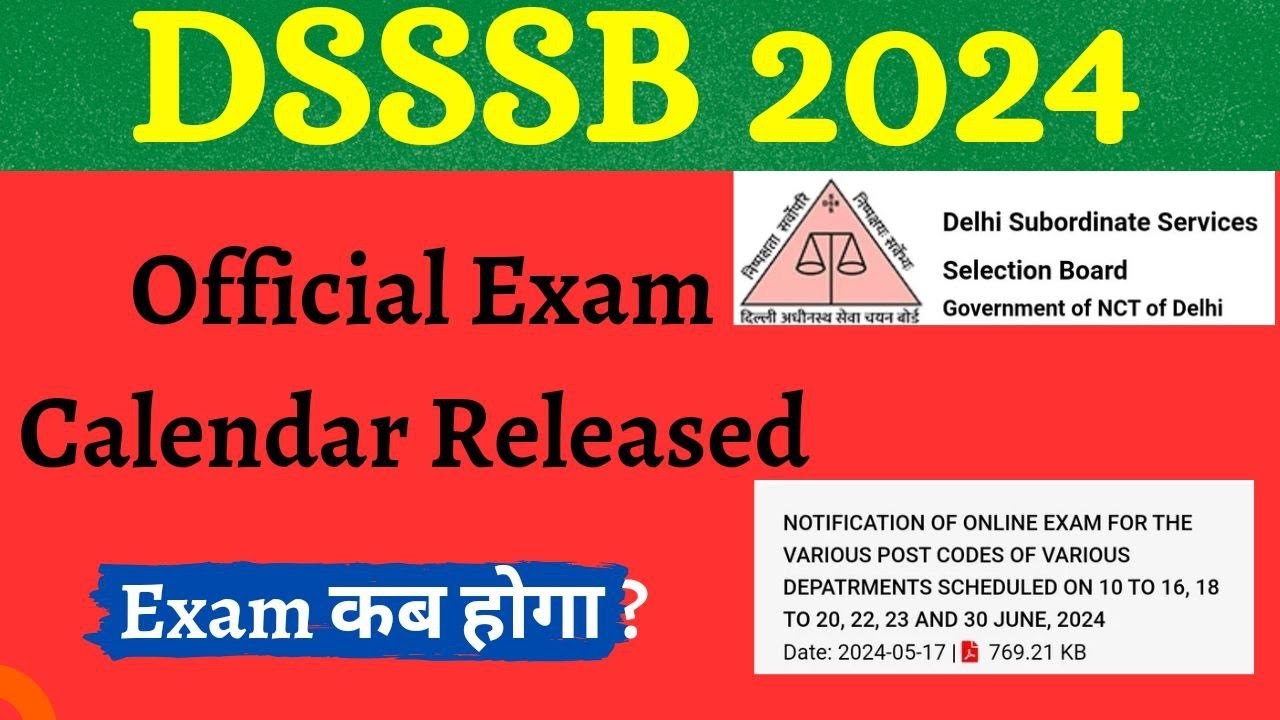 DSSSB Official Exam Calendar Released 2024 | Exam DATE - YouTube