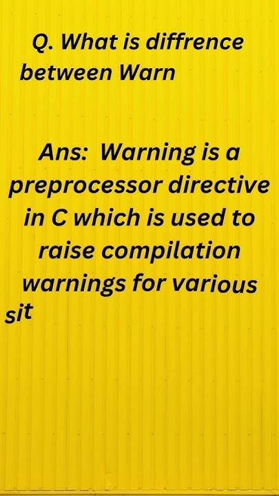What is difference in Warnings and Errors in C programming ? // C ...