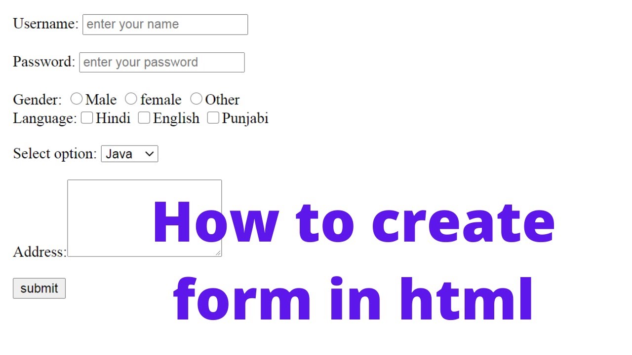 How to create registration form in html hindi using notepad @ html in ...