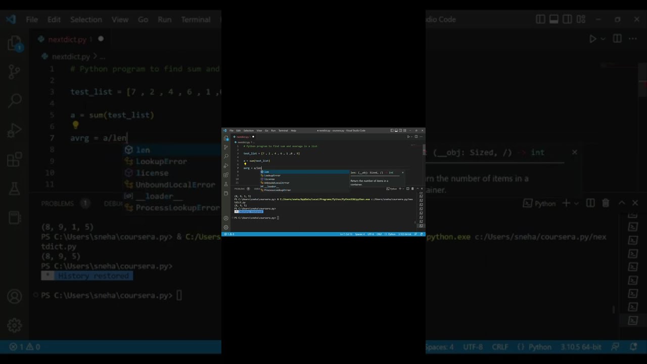 Python Program To Find Sum And Average In A List YouTube Python Program To Find Sum And Average In A List YouTube