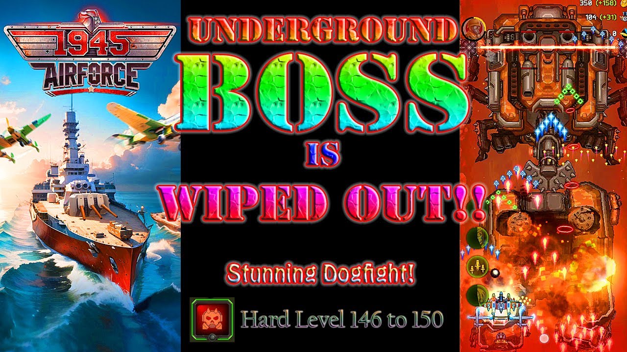 Underground BOSS is Wiped Out! 1945 Air Force: Airplane Games, Hard ...