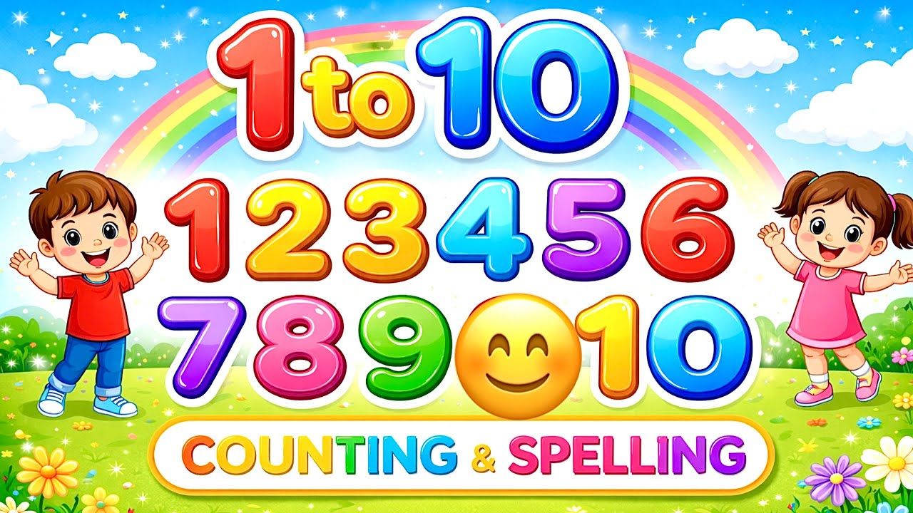 1 to 10 Counting with Spelling | Kids Learning Numbers | Easy English ...