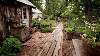 Stunning Vintage Small Rustic Garden Pathways Using Upcycled Wood