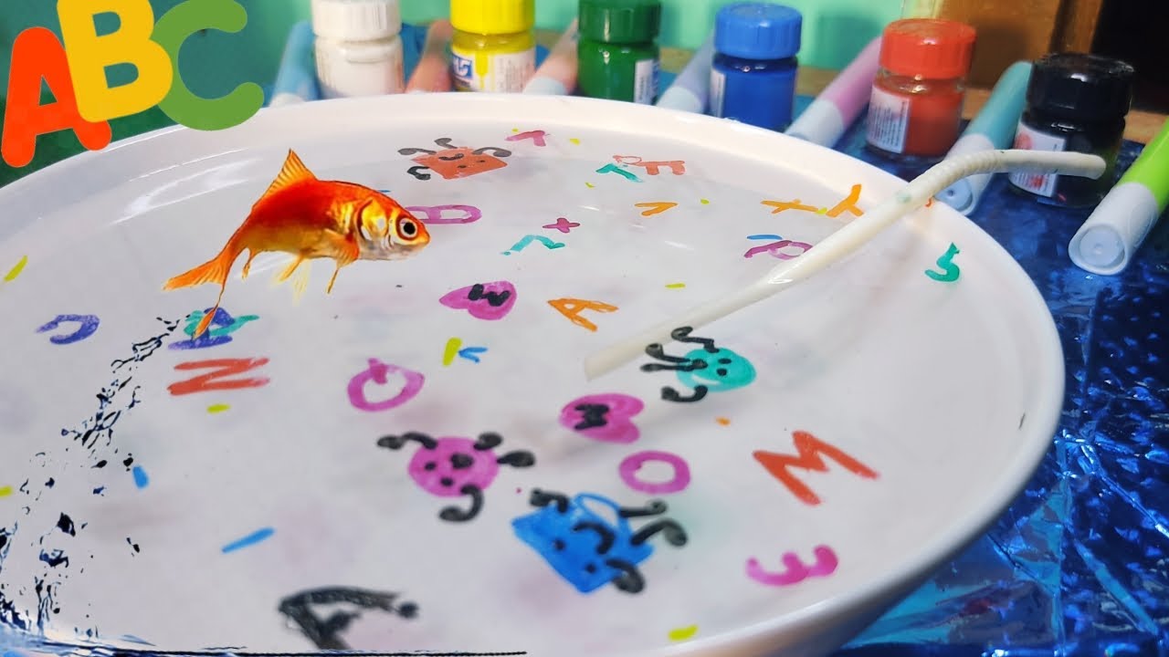 A to Z 🌊 water floating lnk pen drago drawing toys for kids #satisfying ...