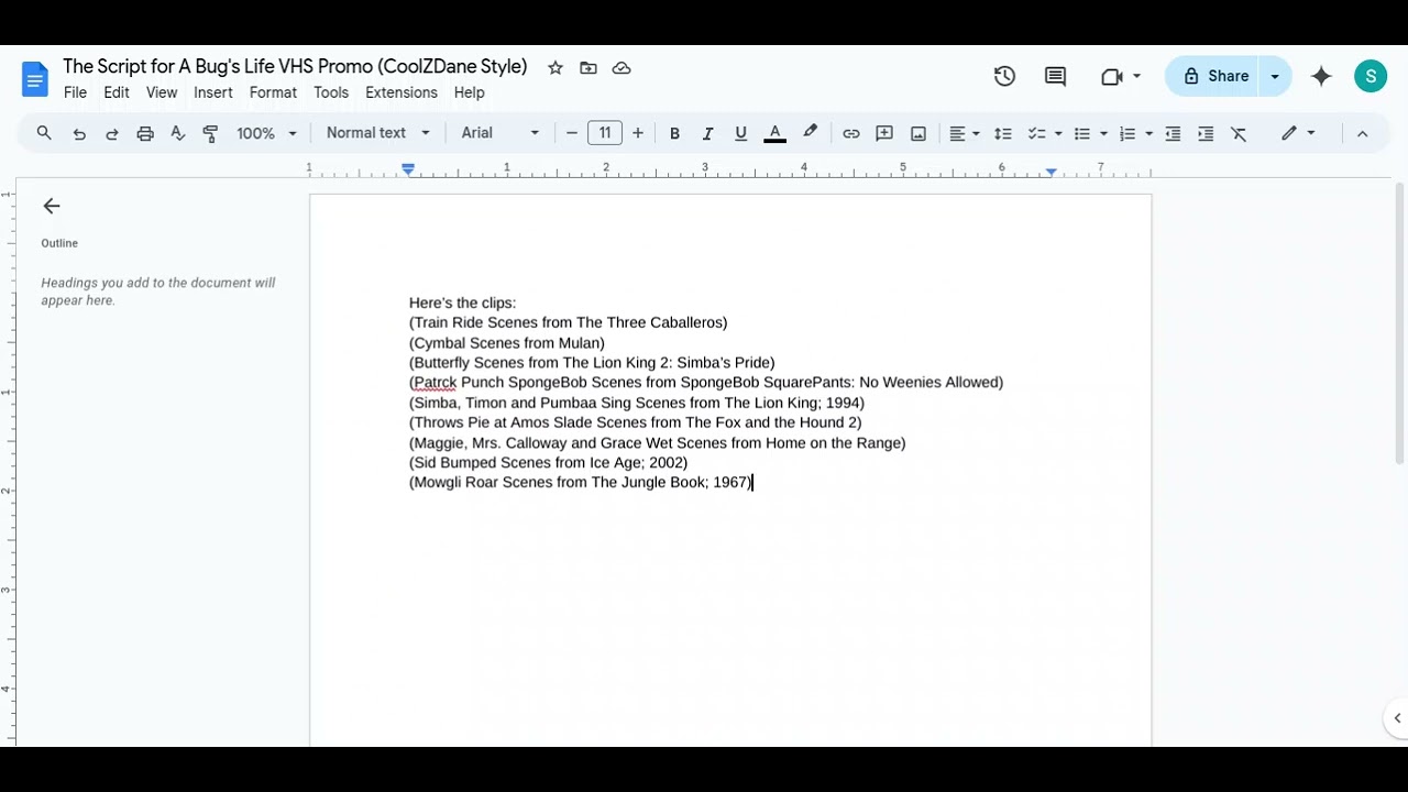 The Script for A Bug's Life VHS Promo (CoolZDane Style) (For ...