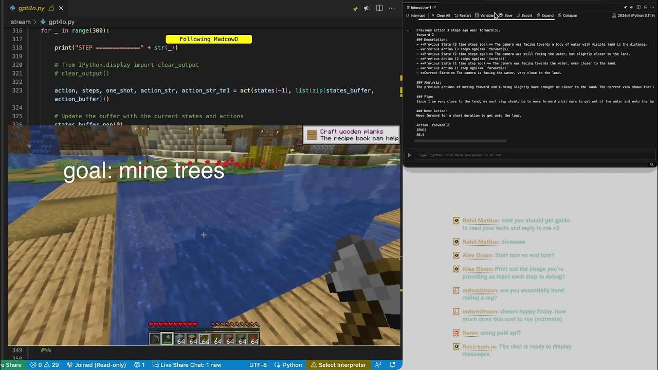 Getting ChatGPT-4o to play Minecraft - live AI engineering - YouTube