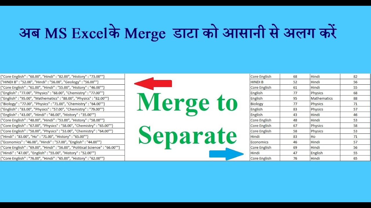 MS Excel के Merge Data को अलग करें - YouTube