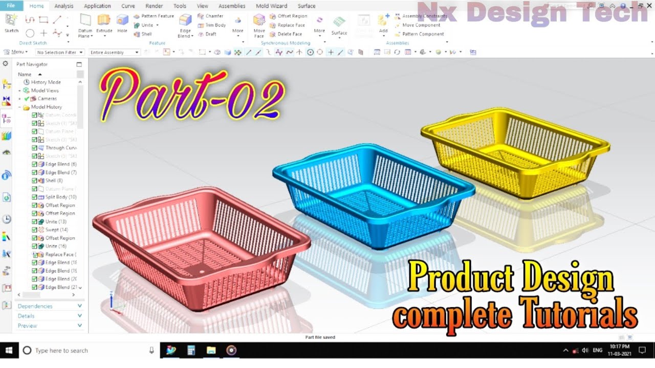 Part-02 | Nx Product Design Tutorial | Extrude | Pattern | Edge Blend ...
