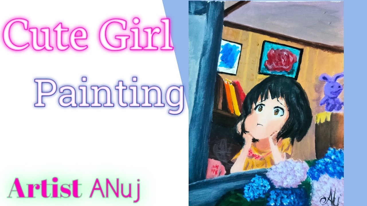 A Cute Girl - Easy Acrylic Painting 😍 For Beginners // Cute Girl ...