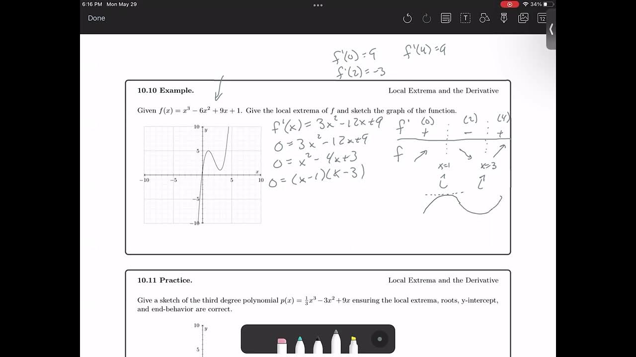 Example 10.10 (Finding Local Extrema with the First Derivative) - YouTube