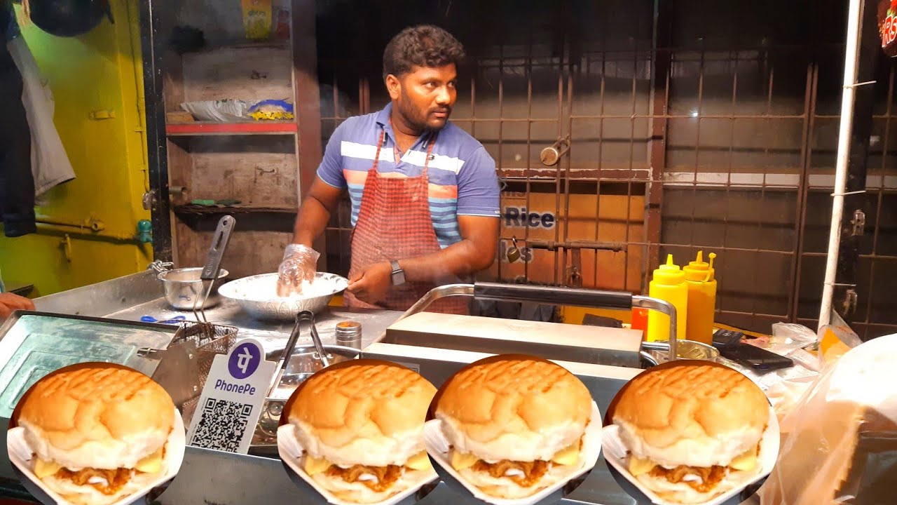 India's Best Street Food Burger Rs 90/- || Fried Chicken In Vellore ...