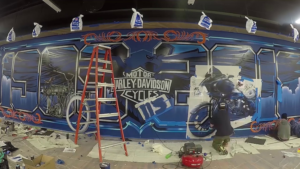 House of Harley-Davidson 115th Anniversary Timelapse Mural 2018 - YouTube