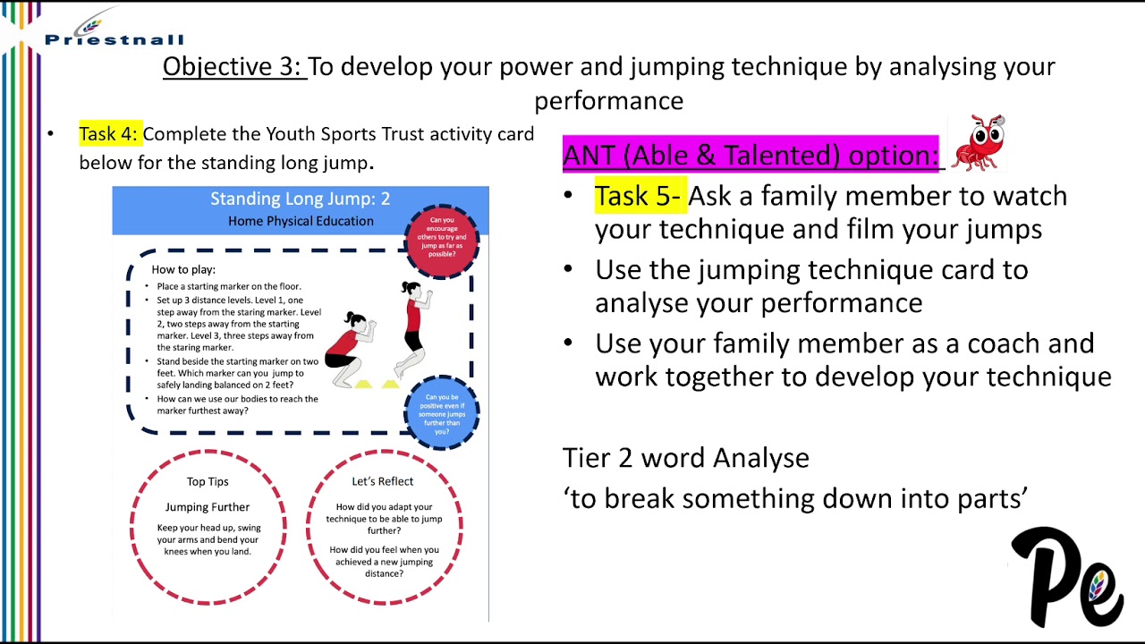 Core PE long jump home learning - YouTube