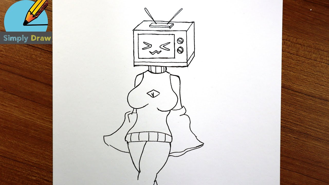 How to draw tv woman easy - Titan tv woman drawing step by step - YouTube