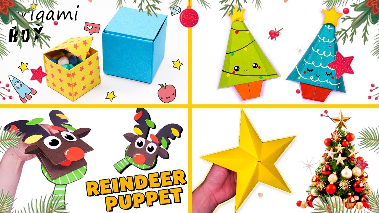 ️ 04 EASY ORIGAMI CHRISTMAS 💚 HOW TO ORIGAMI CHRISTMAS GIFT BOX, 3D ...