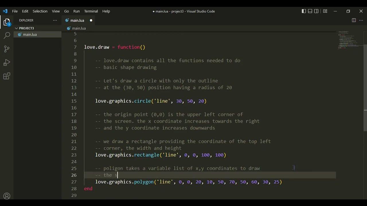 LUA WITH LOVE2D 3 : DRAWING PRIMITIVES AND UPDATE CYCLE - YouTube