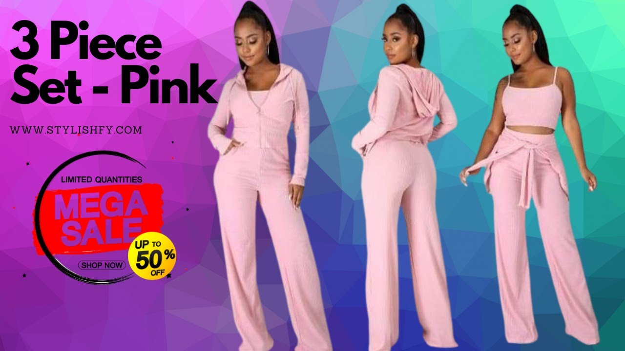 3 Piece Pink Fitness Set 3 Piece Set - Pink - YouTube